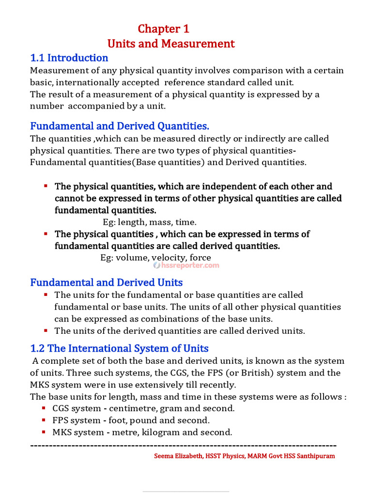 Plus One Physics Notes & Questions-2024-25 Seema TR - Hssreporter - Com ...