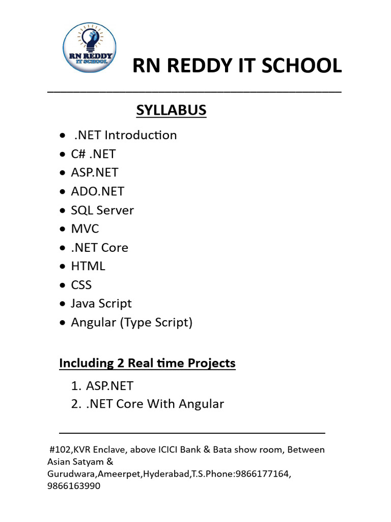 .NET Training and Placement Program | PDF