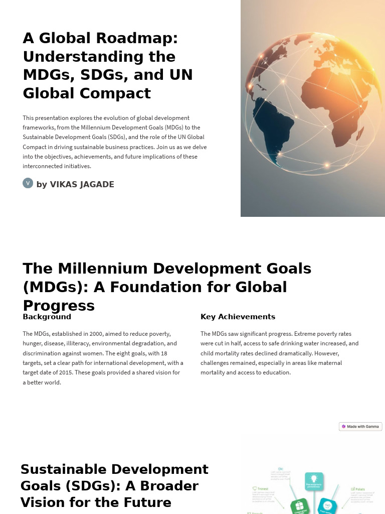 A Global Roadmap Understanding The MDGs SDGs and UN Global Compact ...