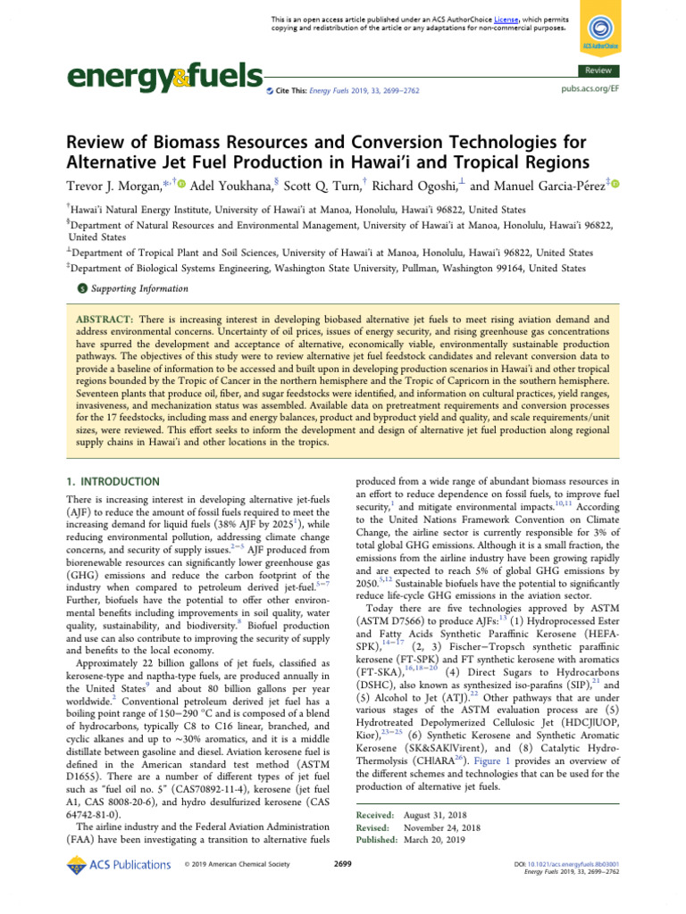 Review of Biomass Resources and Conversion Technologies For Alternative Jet Fuel Production in ...