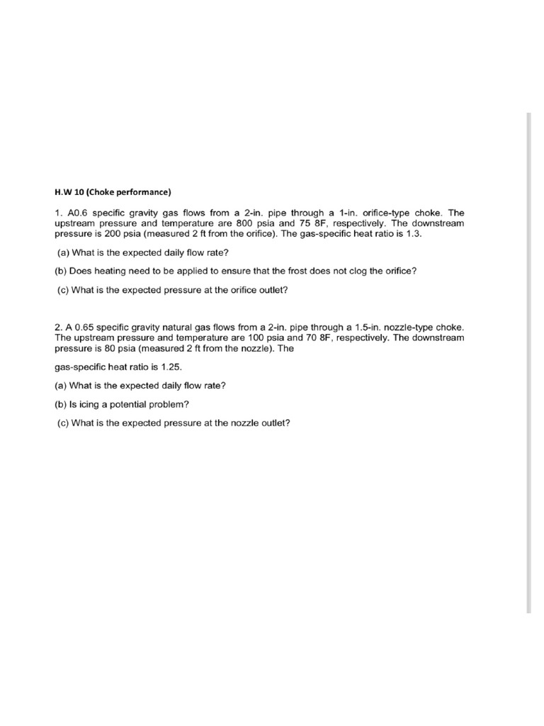 H.W 10 (Choke Performance) 2 | PDF