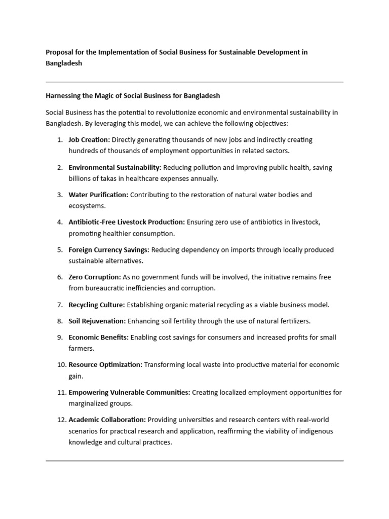 Social Business for Sustainable Development in Bangladesh | PDF ...