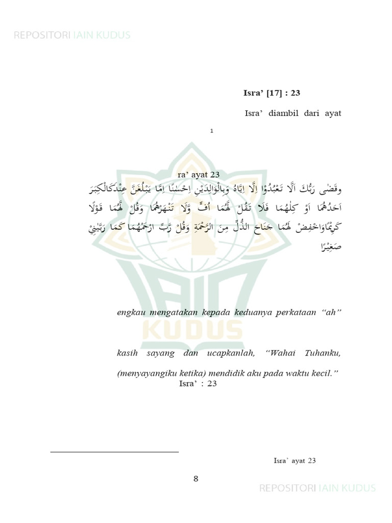 Birrul Walidain dalam QS Al-Isra' 23-24 | PDF