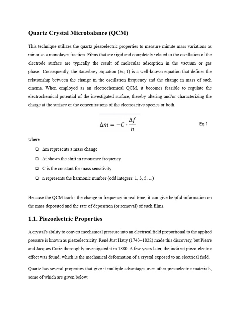Quartz Crystal Microbalance | PDF | Resonance | Piezoelectricity