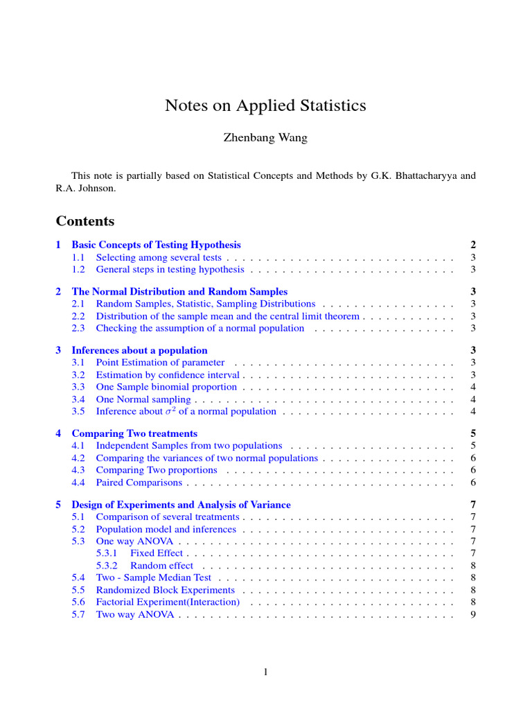 Notes On Applied Statistics | PDF | Statistics | Regression Analysis