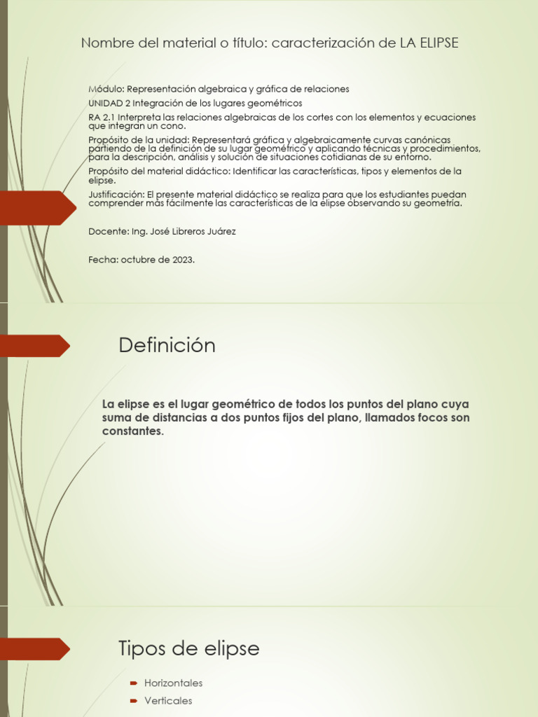Caracterizacion de La Elipse | PDF