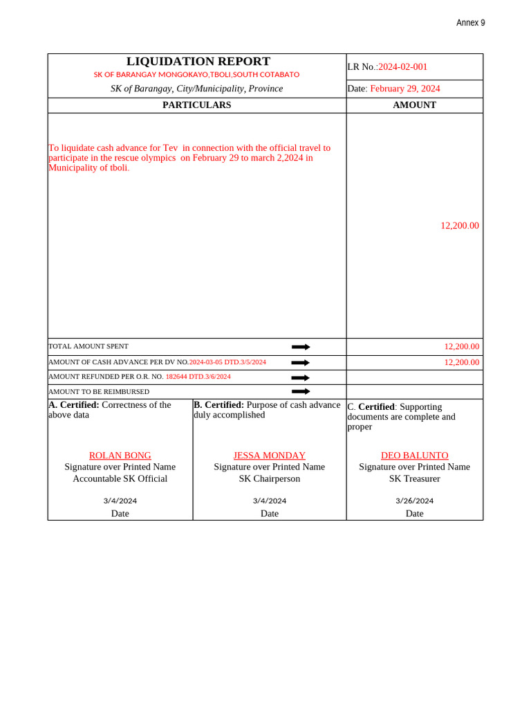 Annex 9 - Liquidation Report | PDF