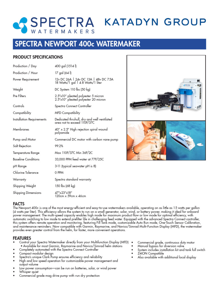 Energy-Efficient Newport 400c Watermaker | PDF