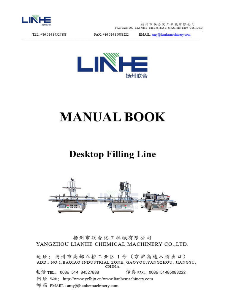 Manual Book -- Desktop Fillilng Line[10810] | PDF | Pump | Machines