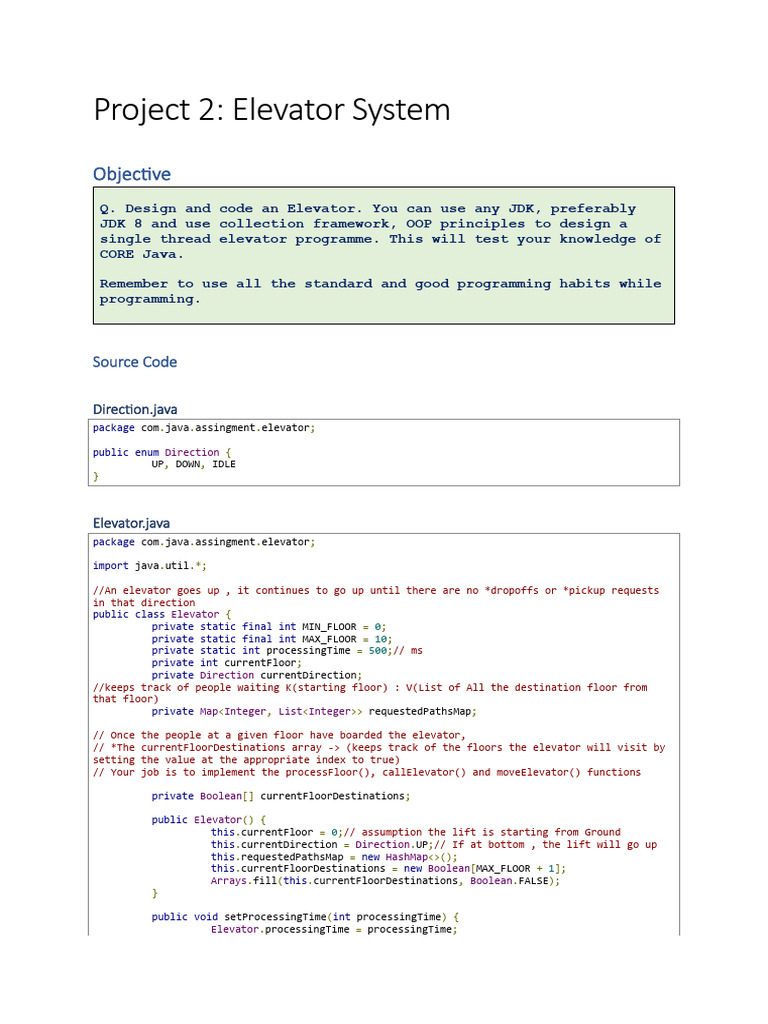 Project 2 Elevator System | PDF | Java (Programming Language) | Elevator