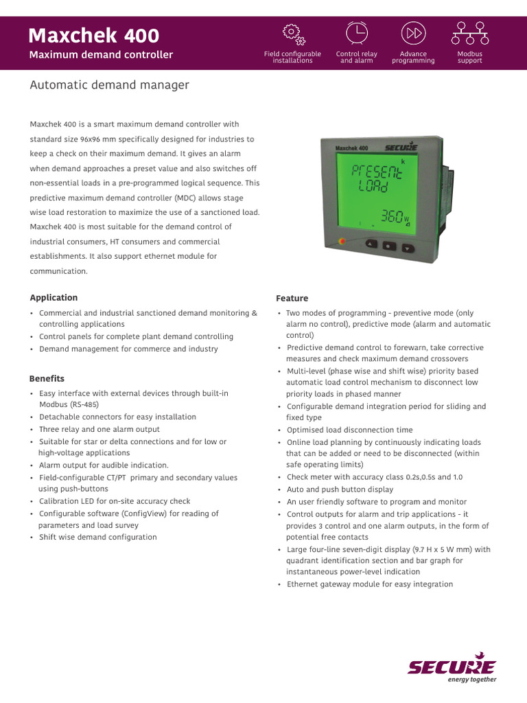 Maximum Demand Controller | PDF | Power Supply | Electronics