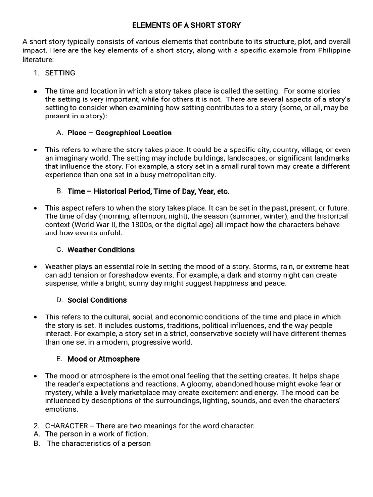Elements of A Short Story | PDF