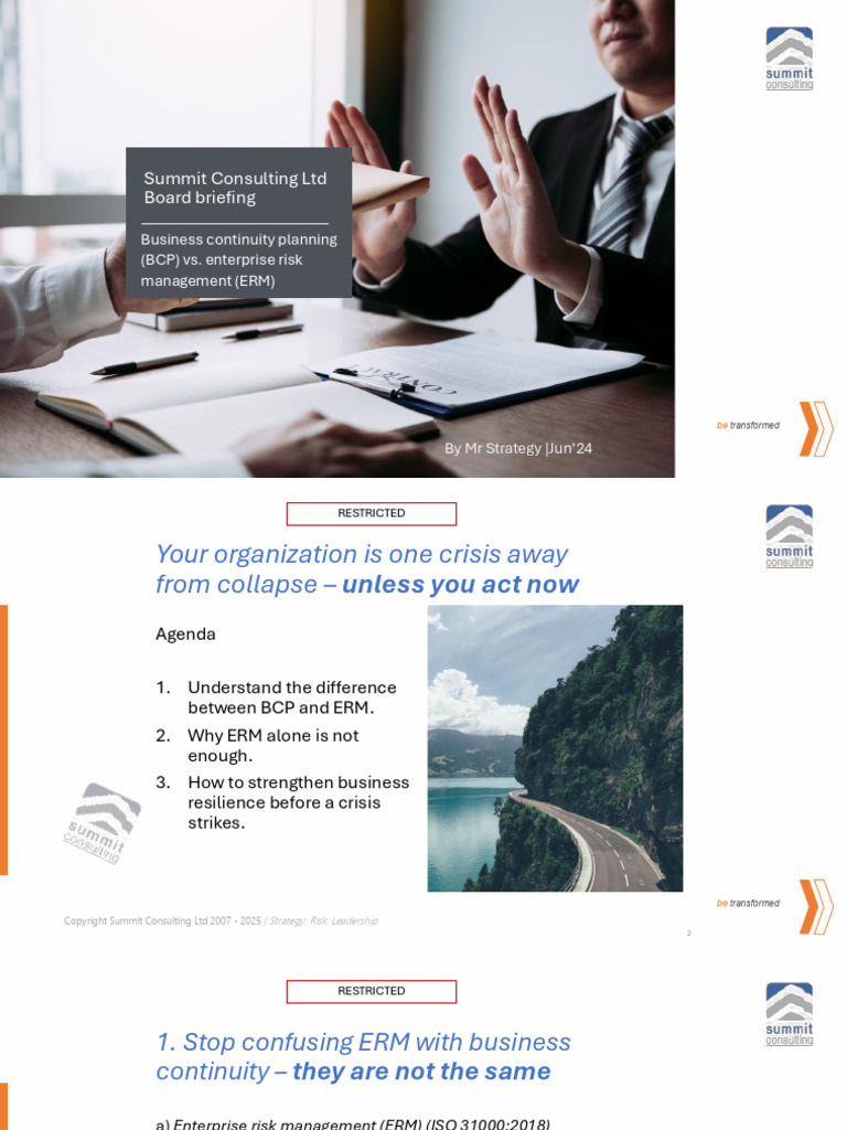 BCP vs. ERM: Ensuring Business Resilience | PDF | Risk | Business