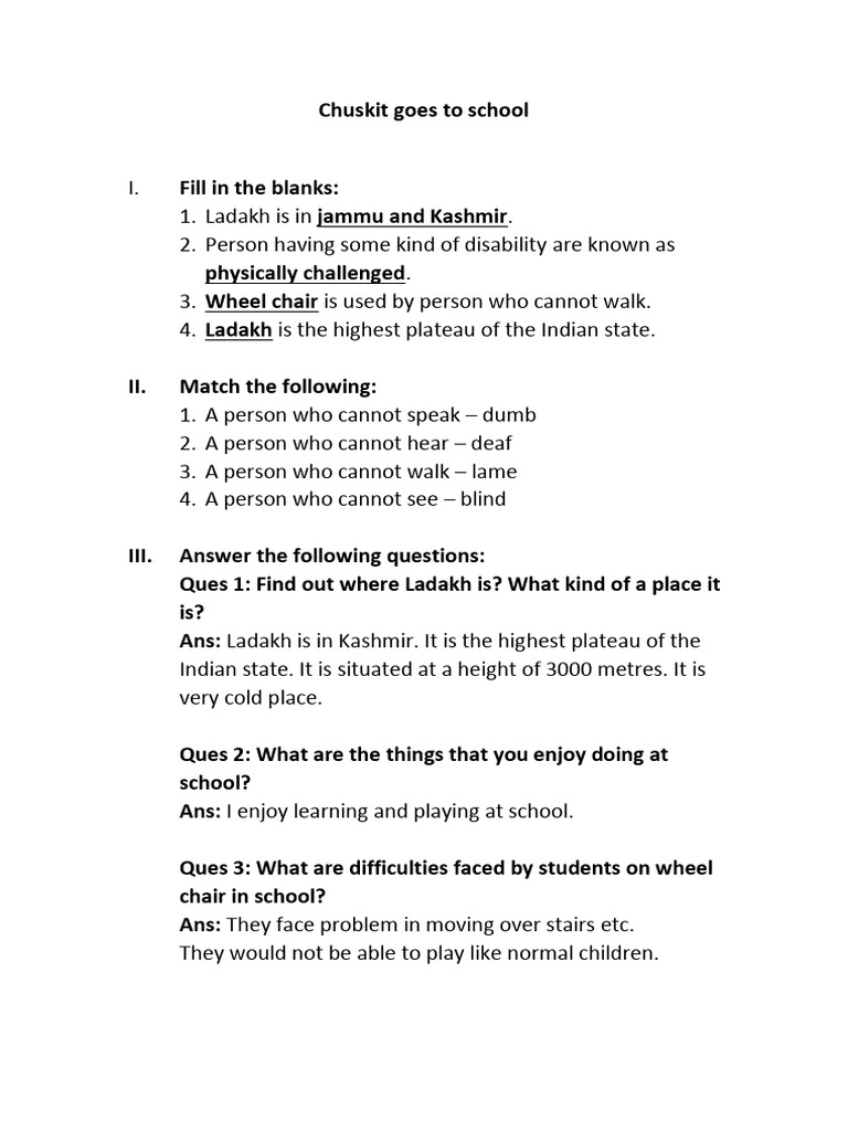 Class 4 Evs Chuskit Goes To School | PDF