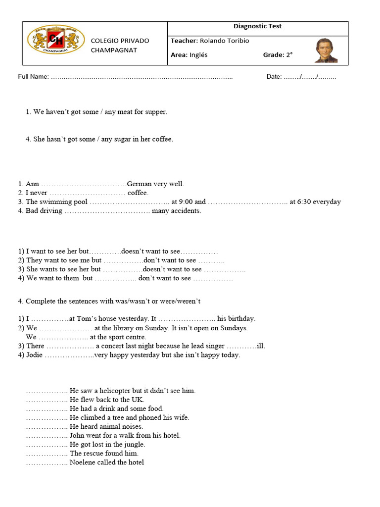 Second Grade - Diagnostic Test | PDF