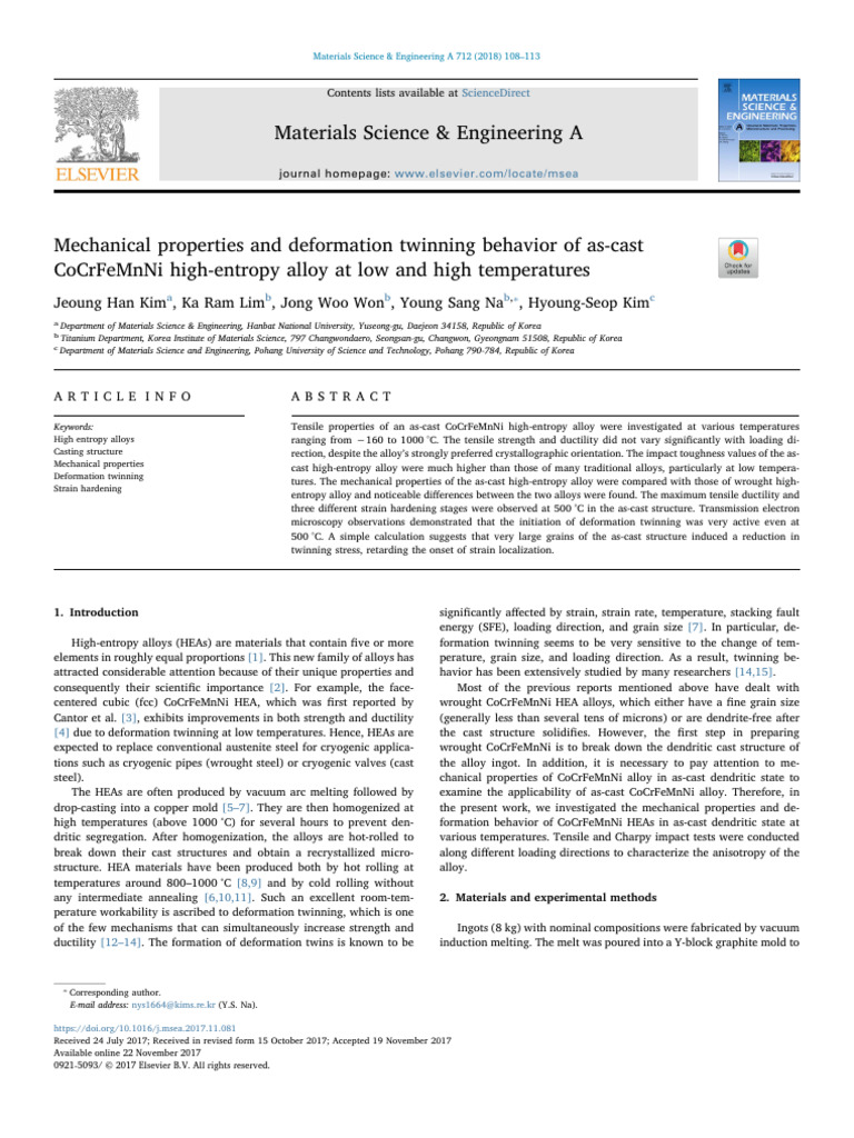 Mechanical Properties and Deformation Twinning Behavior of As-Cast ...