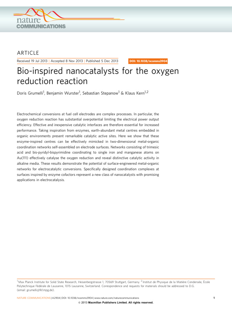 Bio-inspired nanocatalysts for the oxygen reduction reaction | PDF ...
