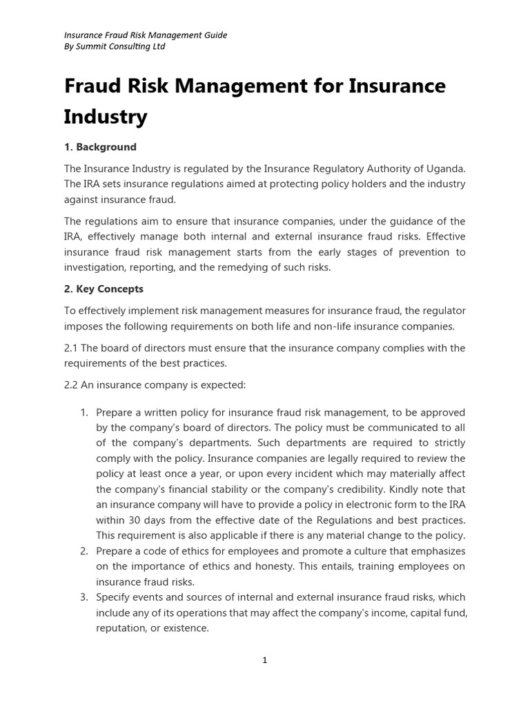 Fraud Risk Management for Insurance Industry | PDF | Insurance | Risk ...