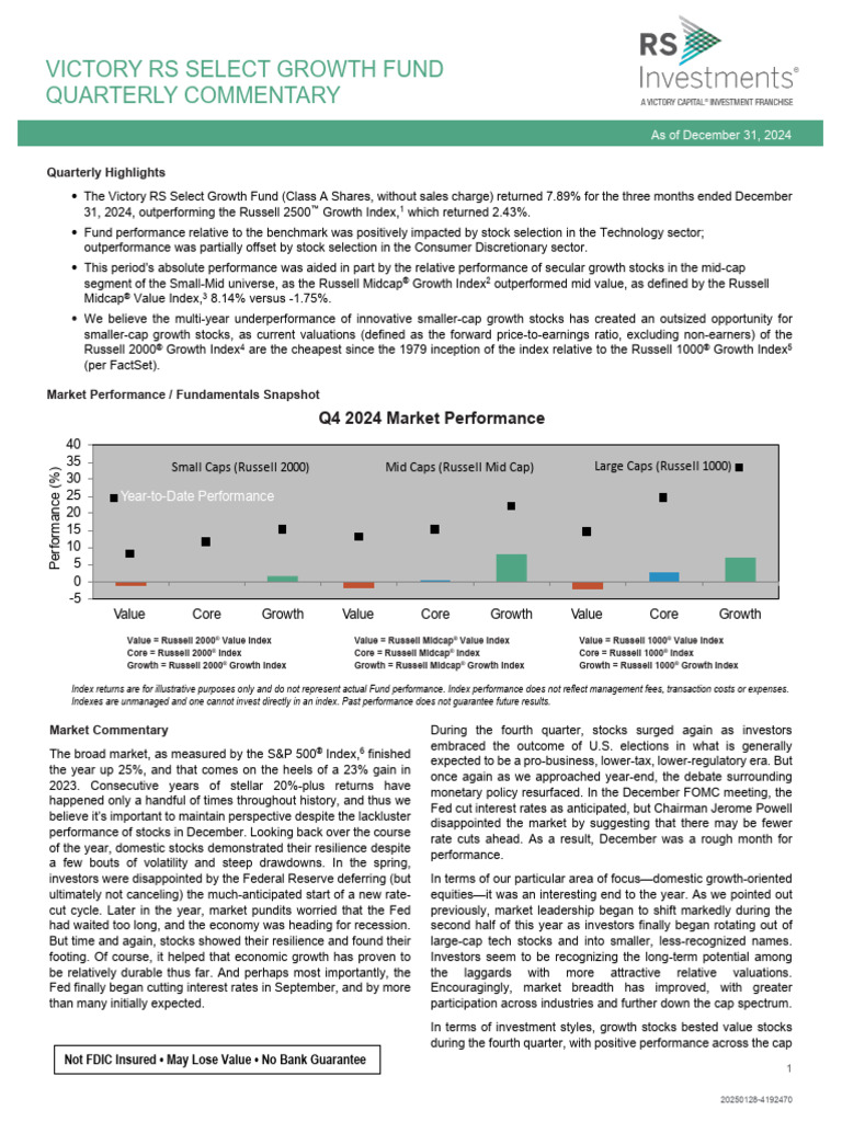 Victory RS Select Growth Fund - 4Q 2024 | PDF | Investing | Stock ...