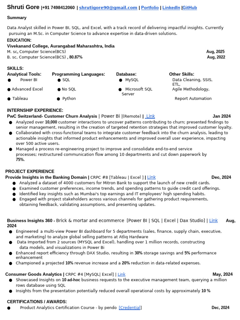 Shruti Gore - Data Analyst Intern | PDF | Databases | Data