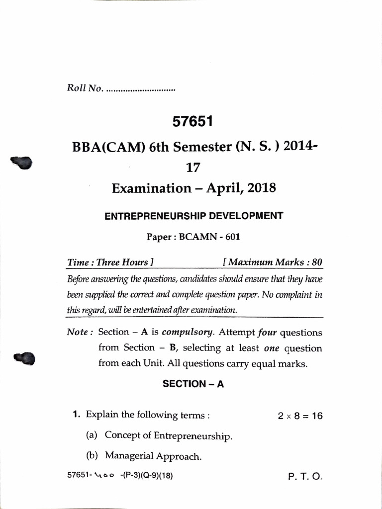 BBA CAM 6th Sem. (2018-2023) | PDF | Entrepreneurship | Exports