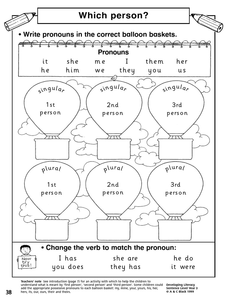123tues HW 1 2 3 Person Pronouns | PDF