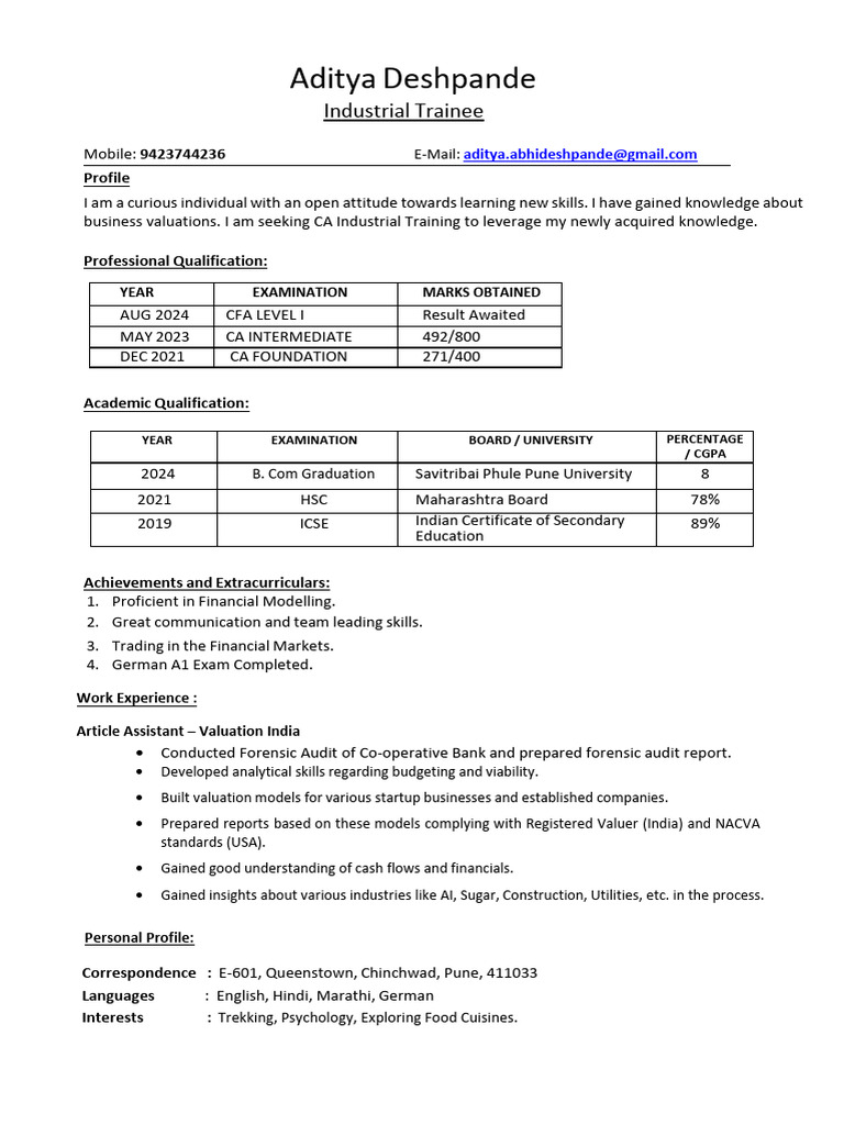 Resume Aditya | PDF