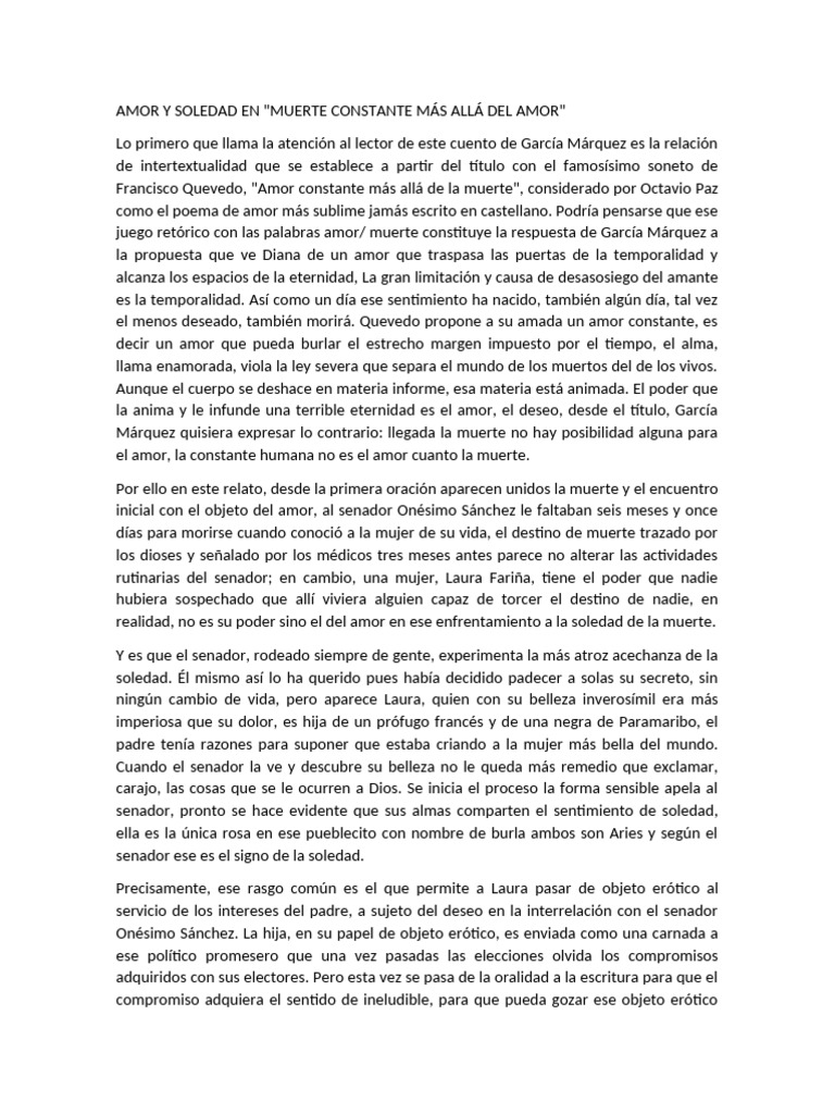 Amor y soledad en García Márquez | PDF | Amor