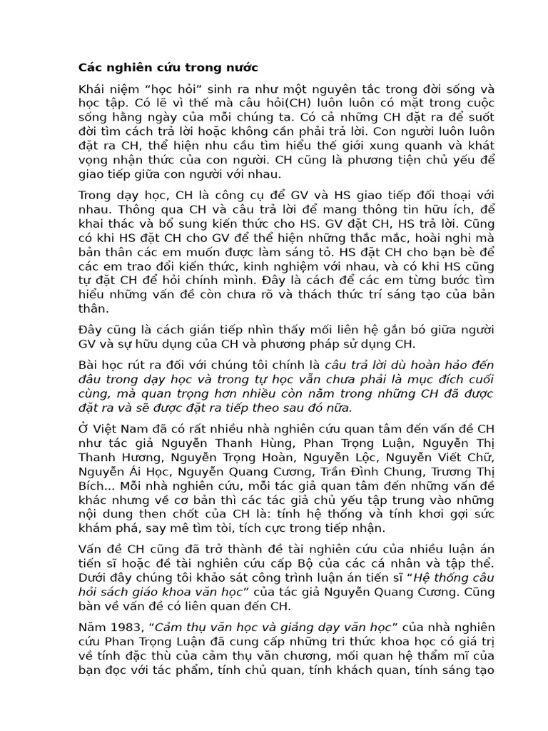 Các Nghiên C U Trong Nư C PPTV1 | PDF