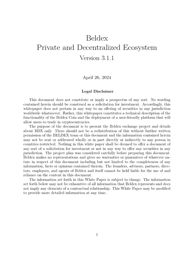 BELDEX whitepaper | PDF | Public Key Cryptography | Cryptocurrency