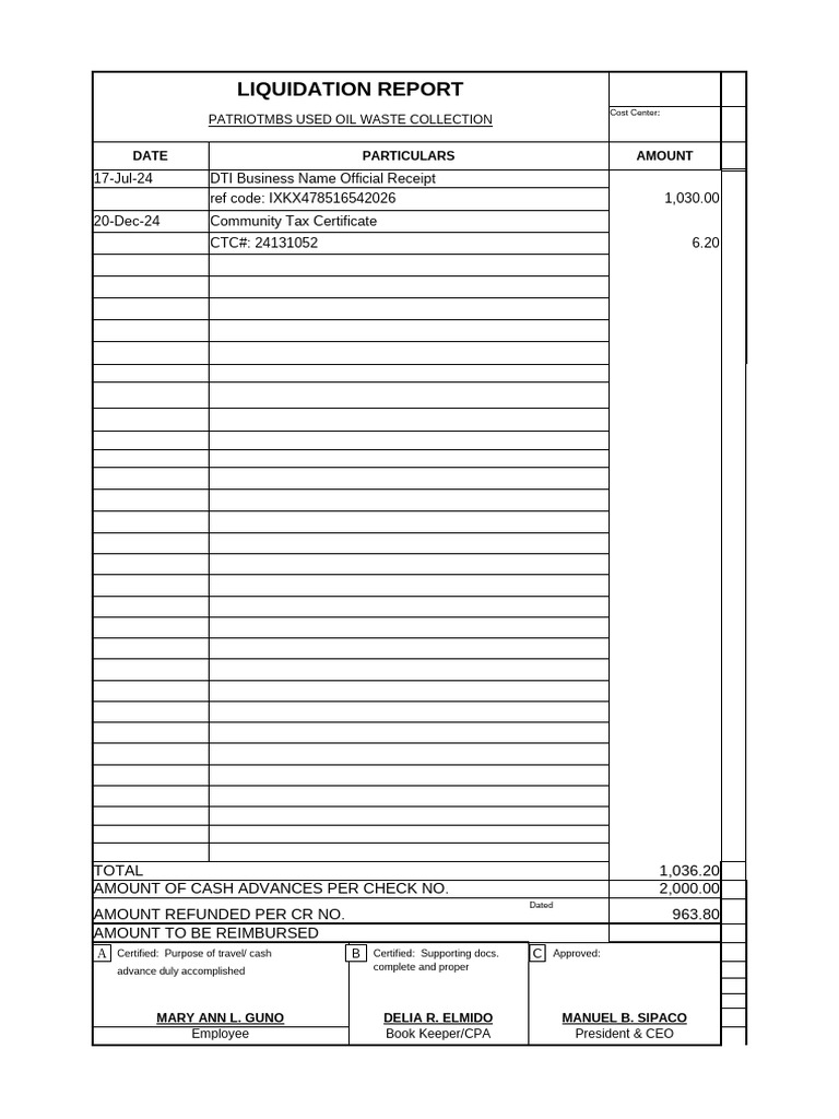 Liquidation Form | PDF