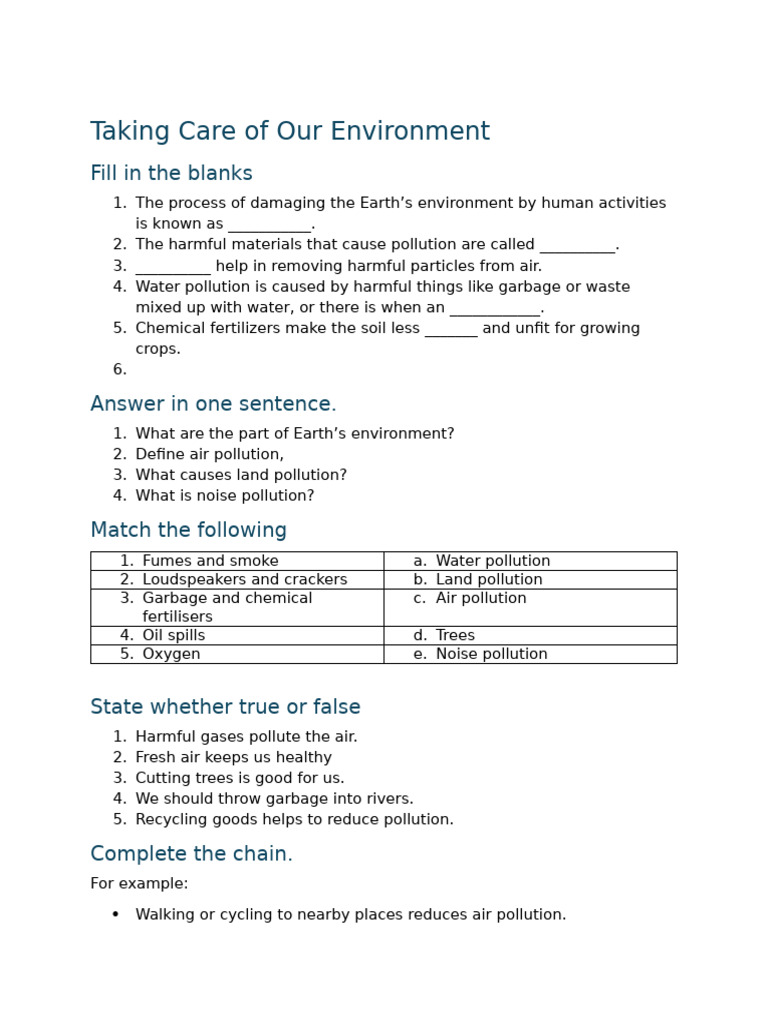 Taking Care of Our Environment | PDF | Pollution | Soil