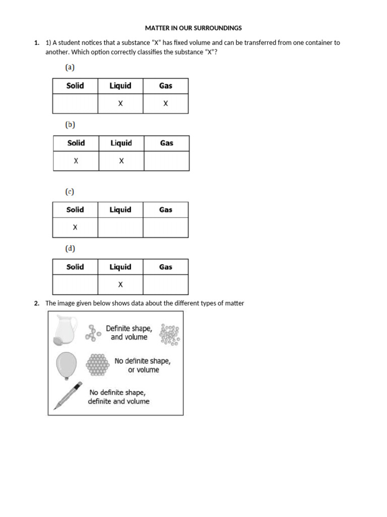 Competency-Based Questions on Matter | PDF | Gases | Latent Heat