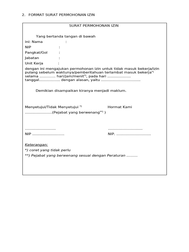 Format Surat Permohonan Izin | PDF