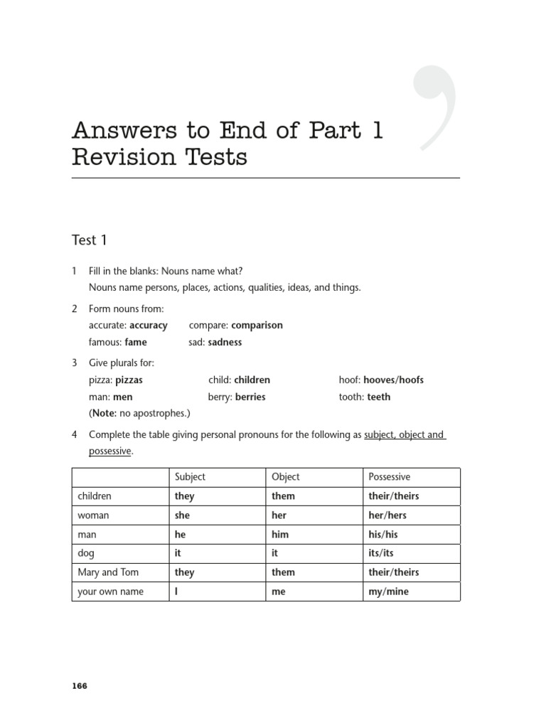 Grammar Matters - (Answers To End of Part 1 Revision Tests) | PDF ...