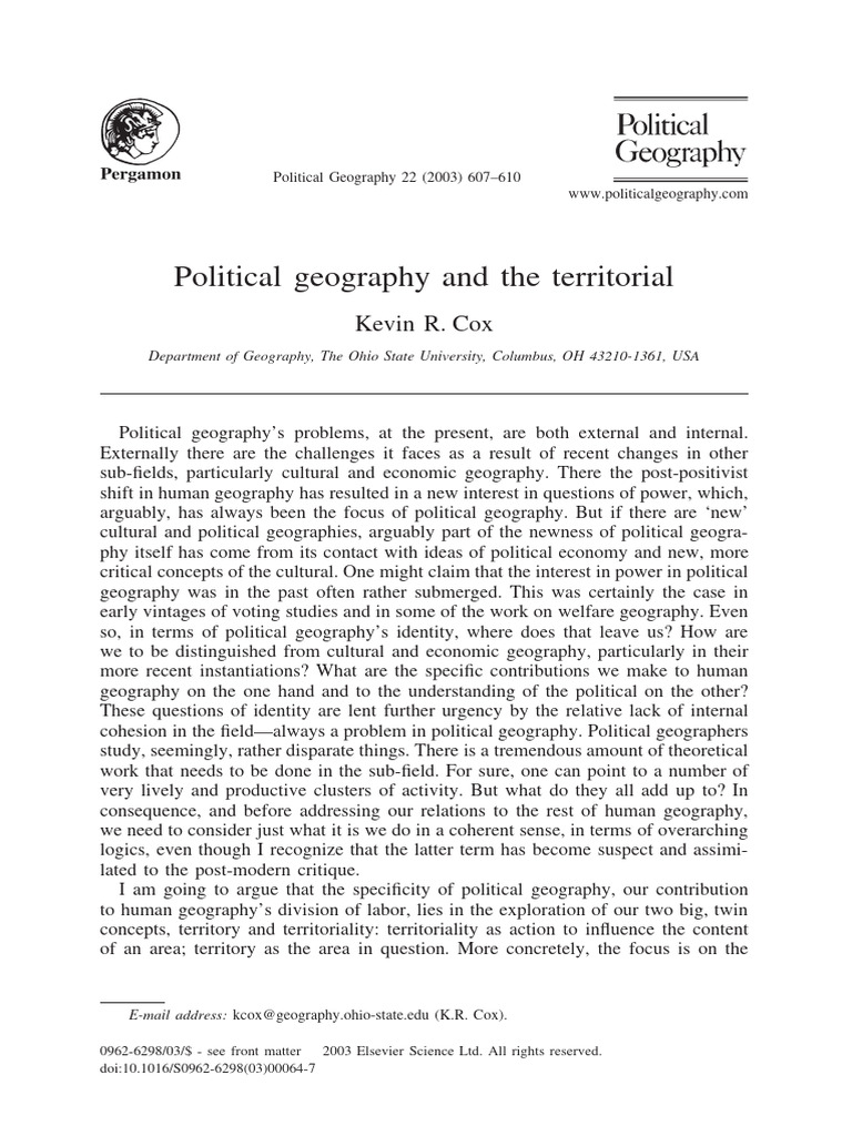 Exploring Territory in Political Geography | PDF | Geography | Capitalism