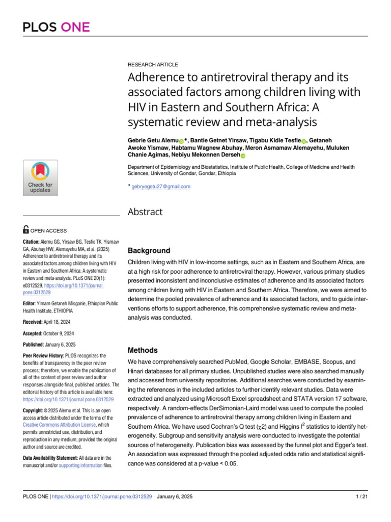 Adherence To Antiretroviral Therapy and Its Associ | PDF