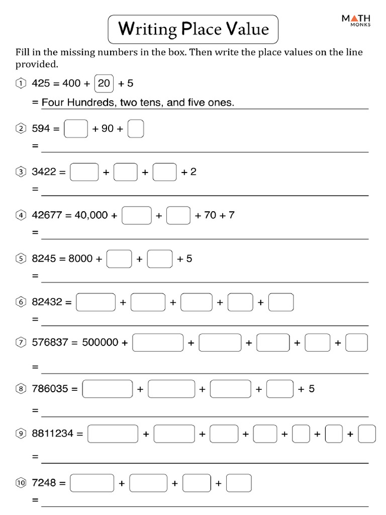 Place Value Worksheets Grade 5 | PDF