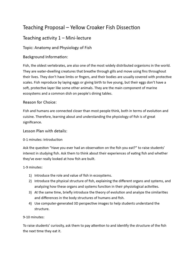 Yellow Croaker Fish Dissection Guide | PDF | Fish | Fin