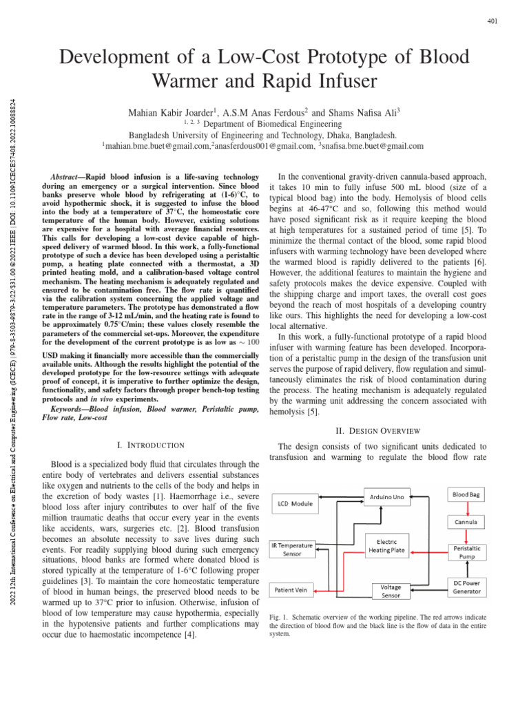 Development of A Low-Cost Prototype of Blood Warmer and Rapid Infuser ...