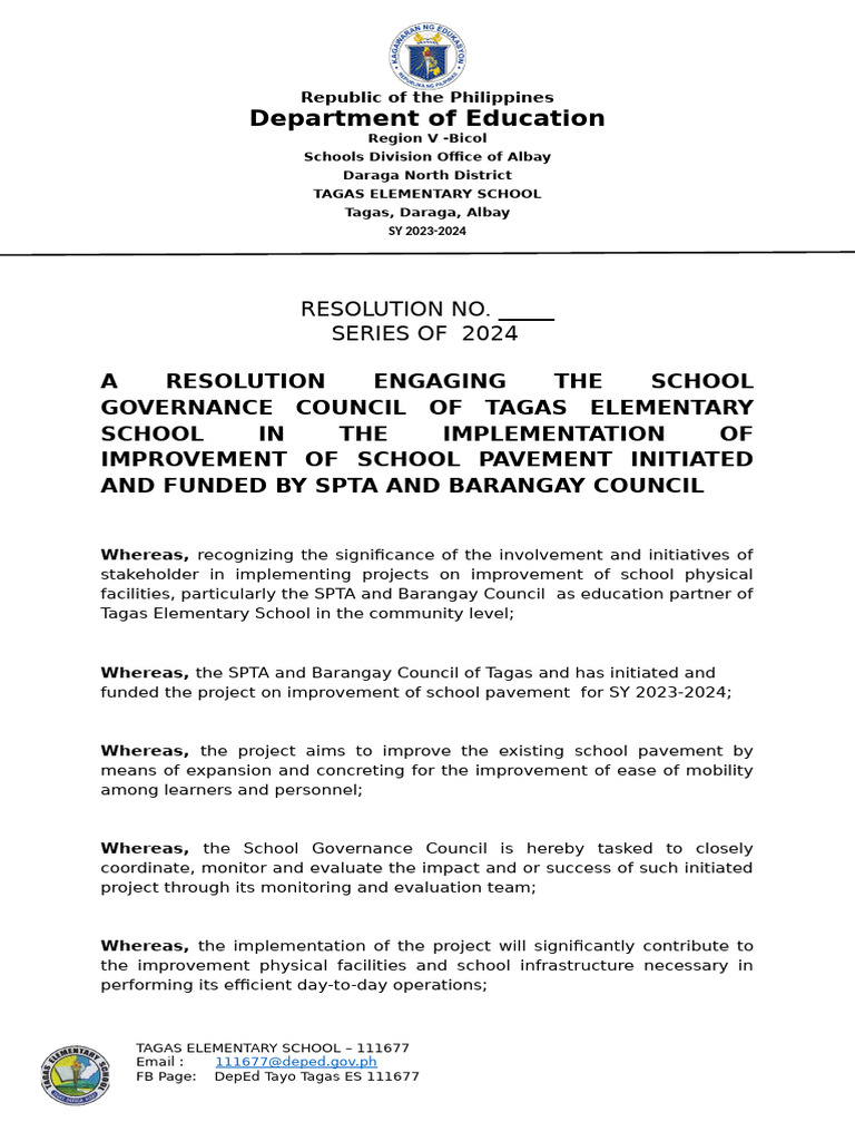 SGC-FILES-FI4-RESOLUTION-ON-DEPED-PROGRAMS-PROJECTS | PDF