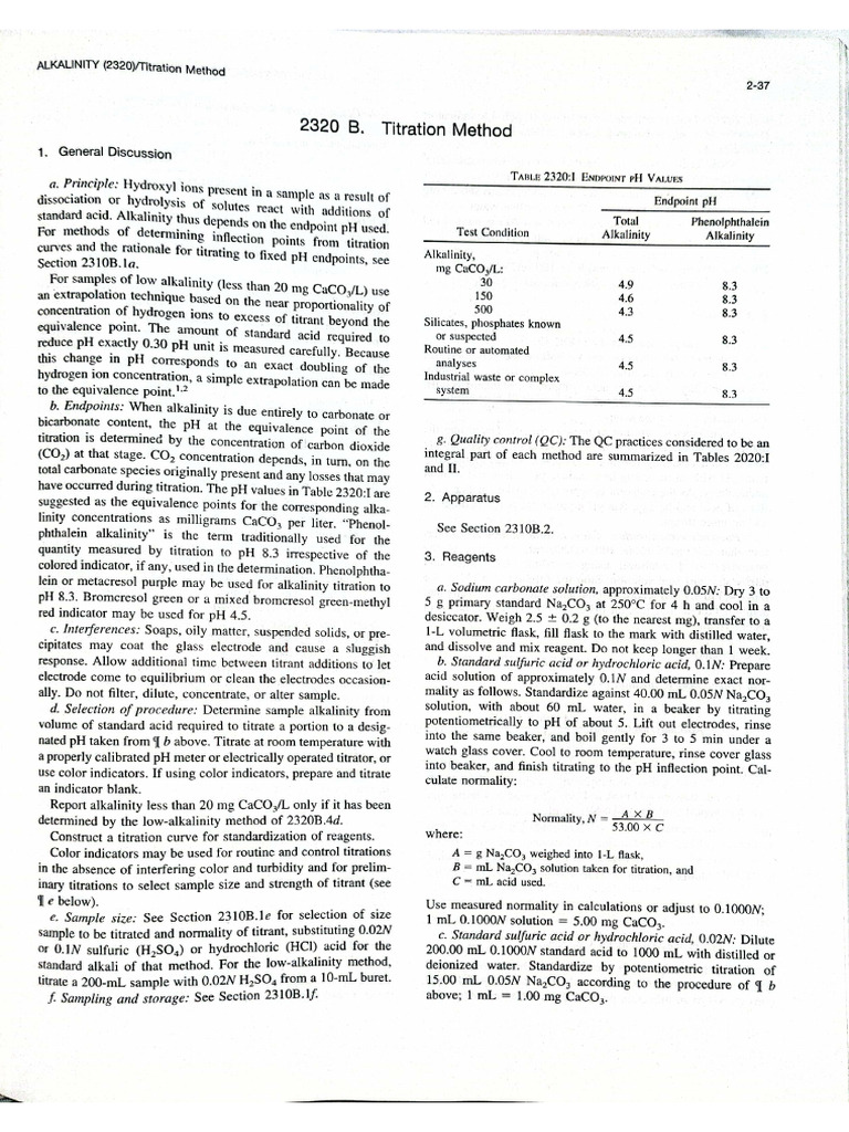 APHA 2320 B - Titration Method | PDF