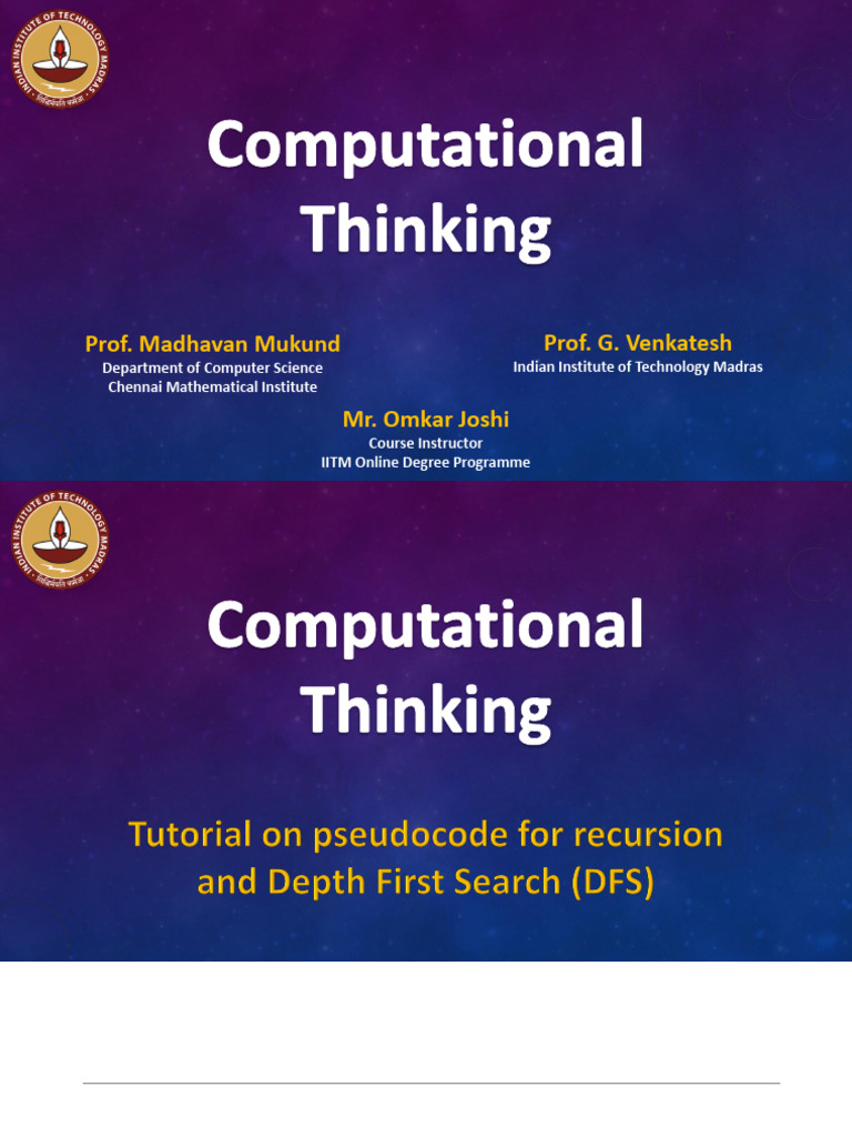 Tutorial 12.4 - Tutorial On Pseudocode For Recursion and Depth First Search (DFS) | PDF ...