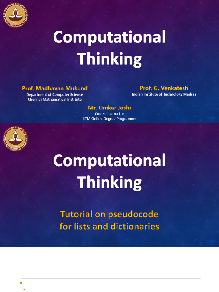 Pseudocode Tutorial Lists And Dictionaries Pdf Computing Computer 8006