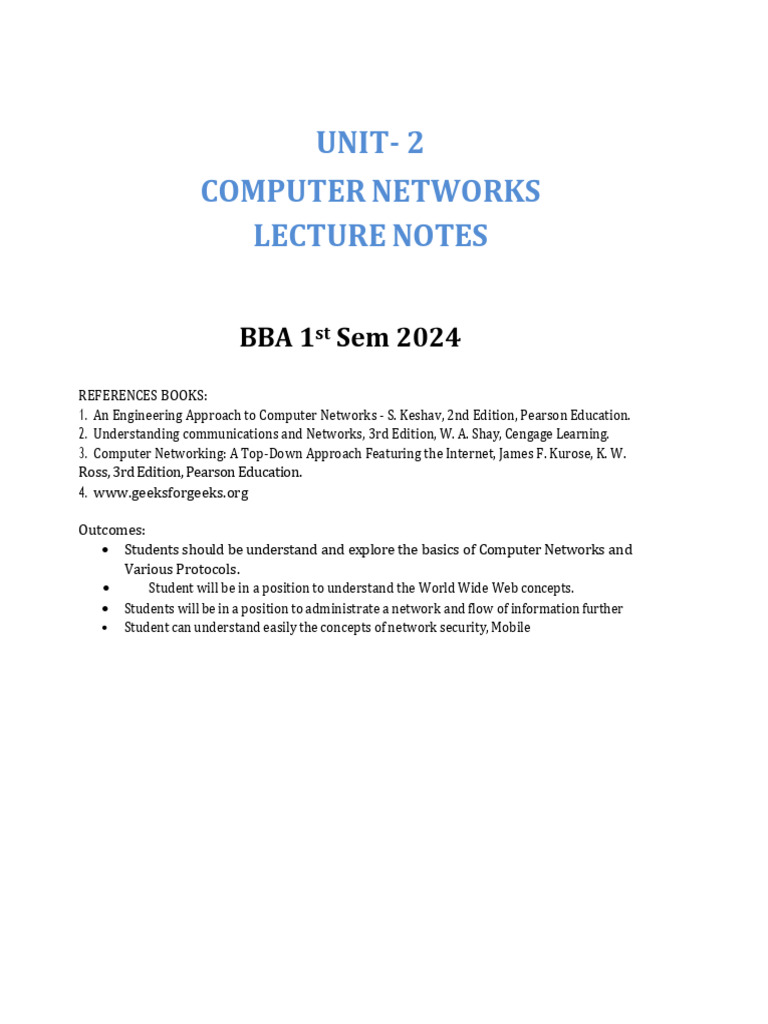 COMPUTER NETWORKS NOTES_FINAL_Unit 2 | PDF | Network Topology ...