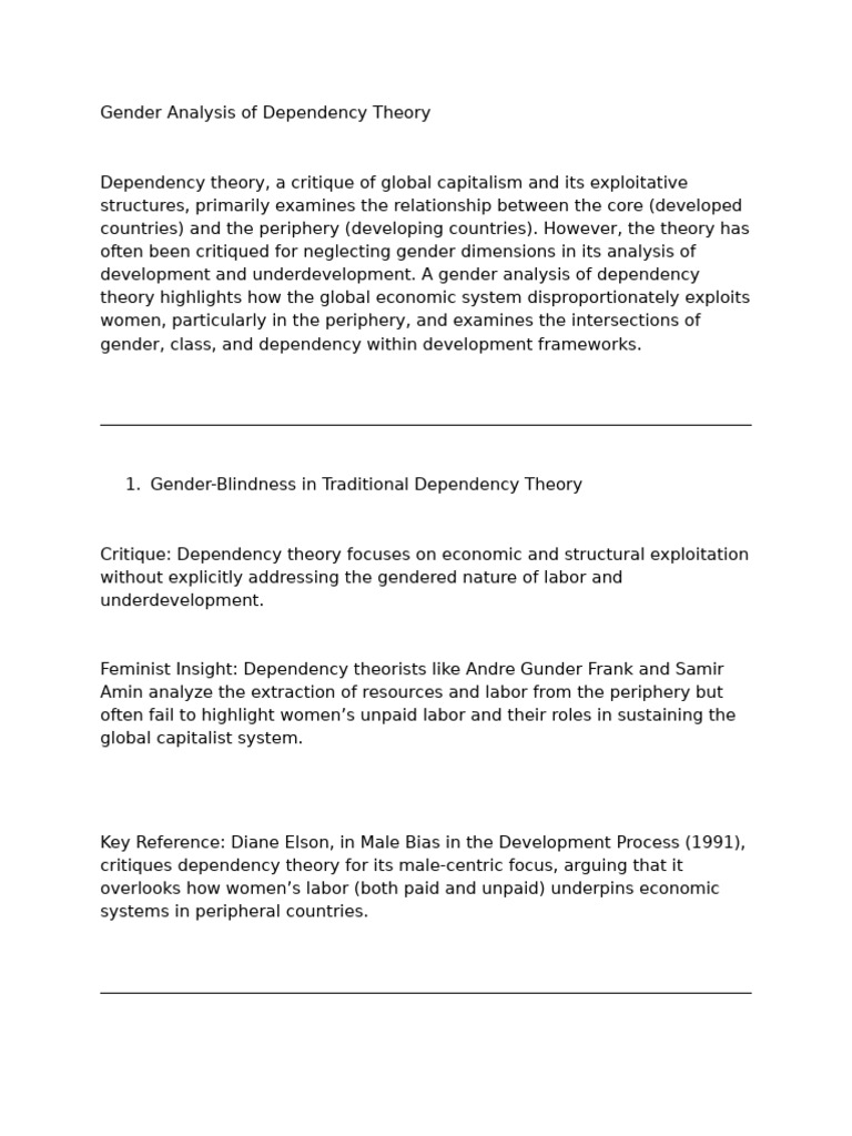 Dependency Theory Gender Analysis | PDF | Ecofeminism | Political Science