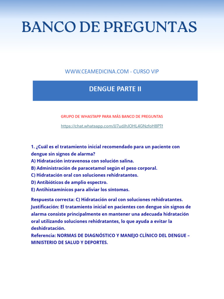 23 BANCO PREGUNTAS SALUD PUBLICA DENGUE PARTE II | PDF | Droga anti-inflamatoria libre de ...