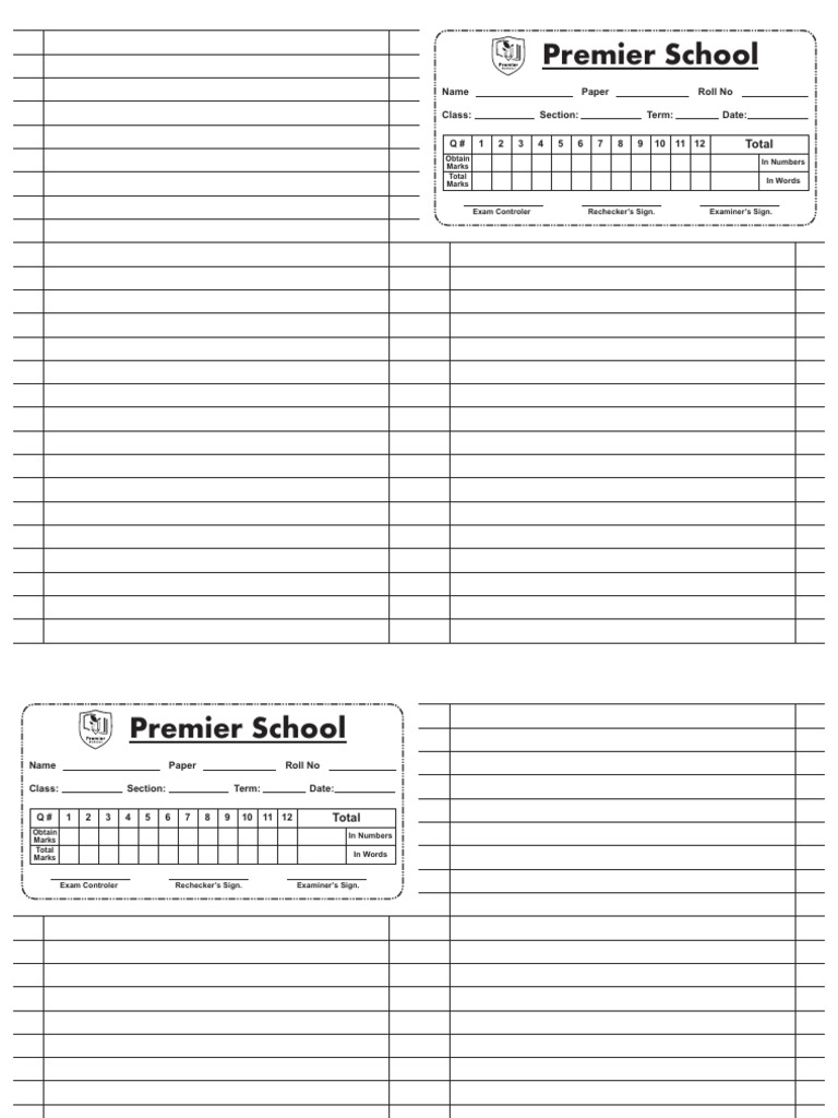 School Exam Answer Sheet Template | PDF