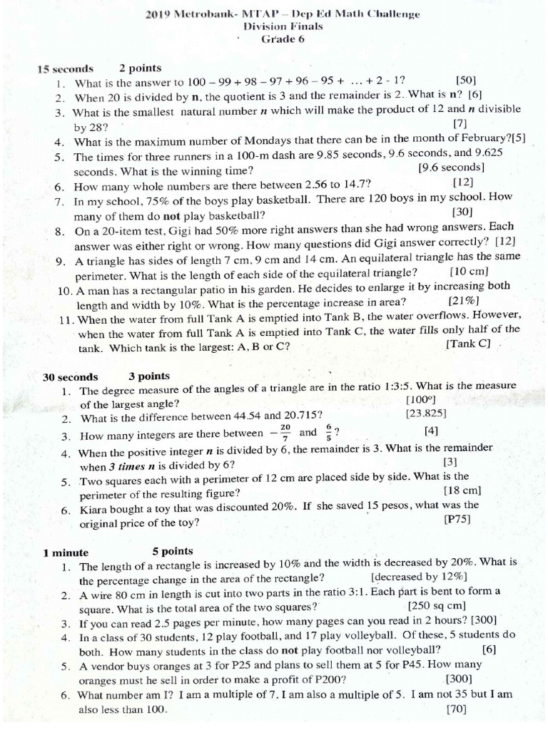 2019 Mtap Orals Grade 6 | PDF