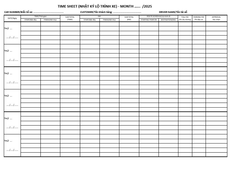 Timesheet Form 2025 | PDF